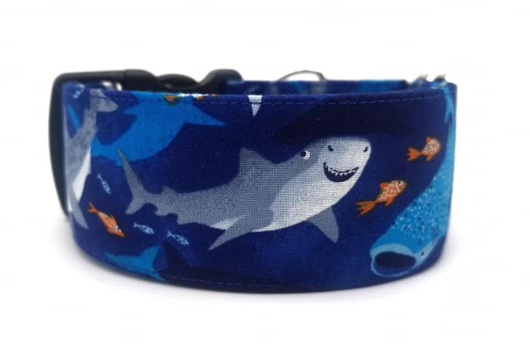 Blue Sharks Dog Collar Ocean Collar Marine Collar Boy Collar Fish ...