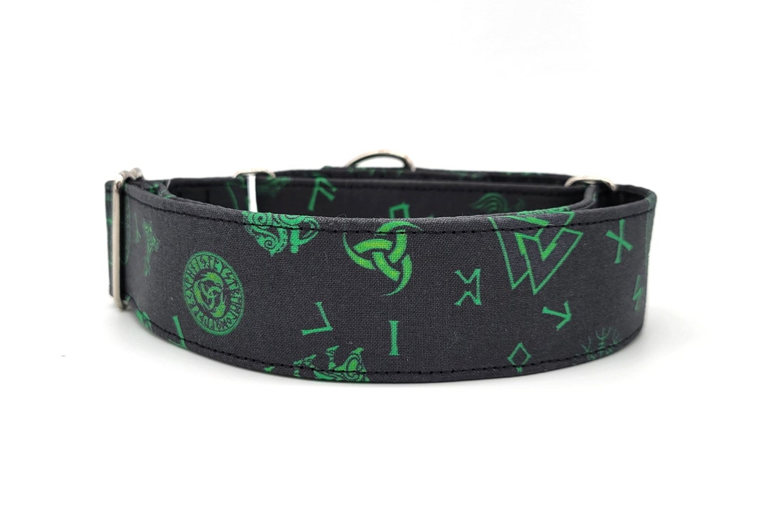 Viking Symbols Dog Collar - Norse Themed Collar - Neon Green Collar ...