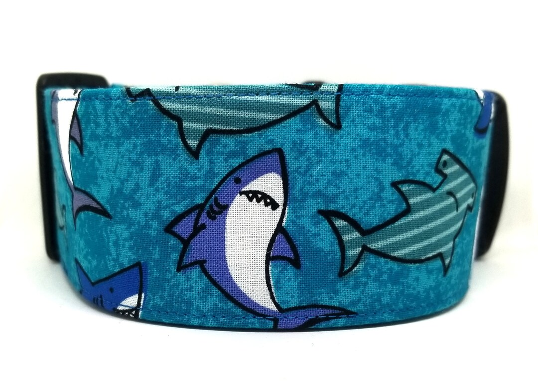 Blue Sharks Dog Collar - Ocean Collar - Boy Collar - Sea Collar - Teal ...