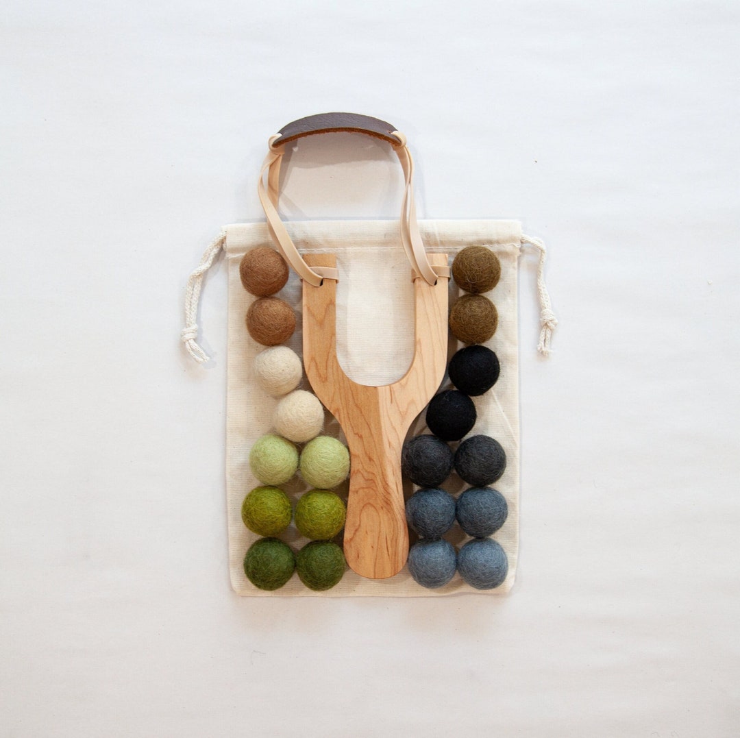 Wood Felt Ball Slingshot: Handcrafted Maple Toy Slingshot, Kids Hunting ...