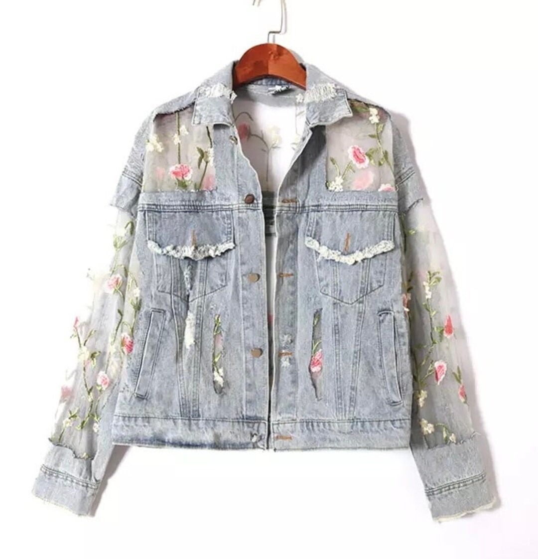 Boho Jacket Boho Lace Jacket Vintage Jacket Lace Denim - Etsy
