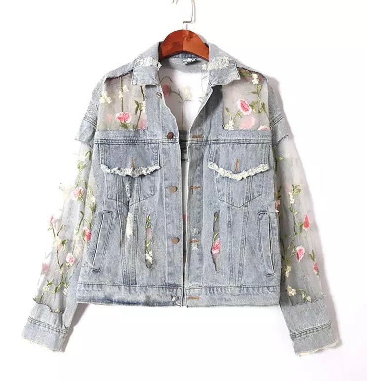 Boho Jacket Boho Lace Jacket Vintage Jacket Lace Denim - Etsy