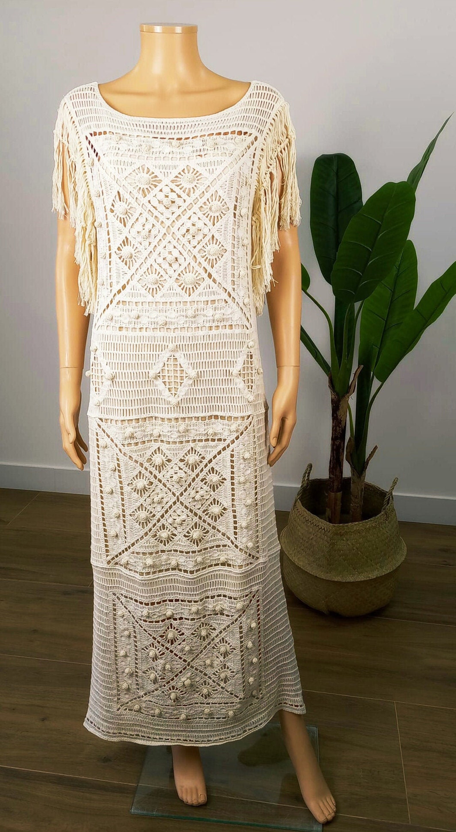 Boho Dress Crochet Dress Boho Maxi Dress White Dress - Etsy