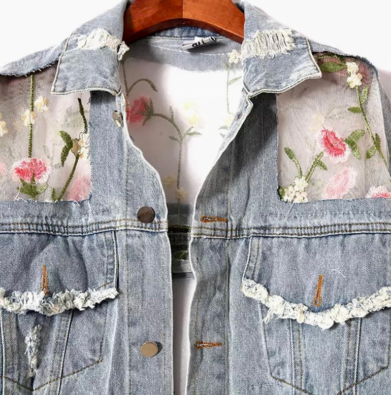 Boho Jacket Boho Lace Jacket Vintage Jacket Lace Denim - Etsy