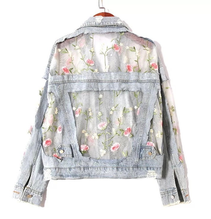 Boho Jacket Boho Lace Jacket Vintage Jacket Lace Denim - Etsy