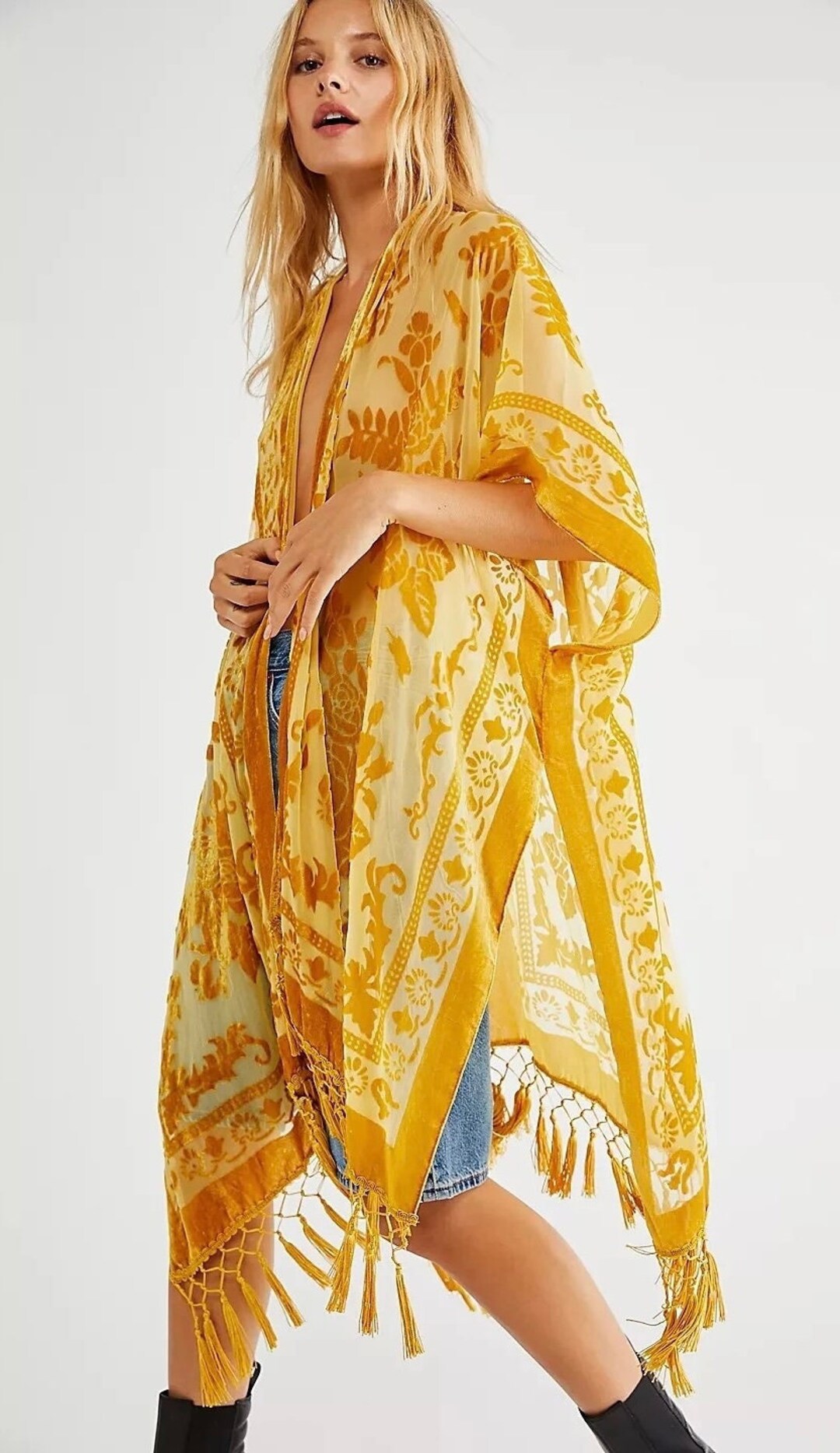 Velvet Boho Kimono, Boho Kimono, Bohemian Kimono, Boho Hippie Kimono ...