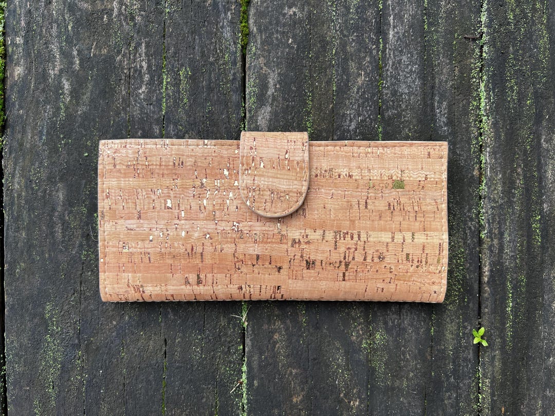 Slimline Wallet With Natural and Gold Cork - Etsy
