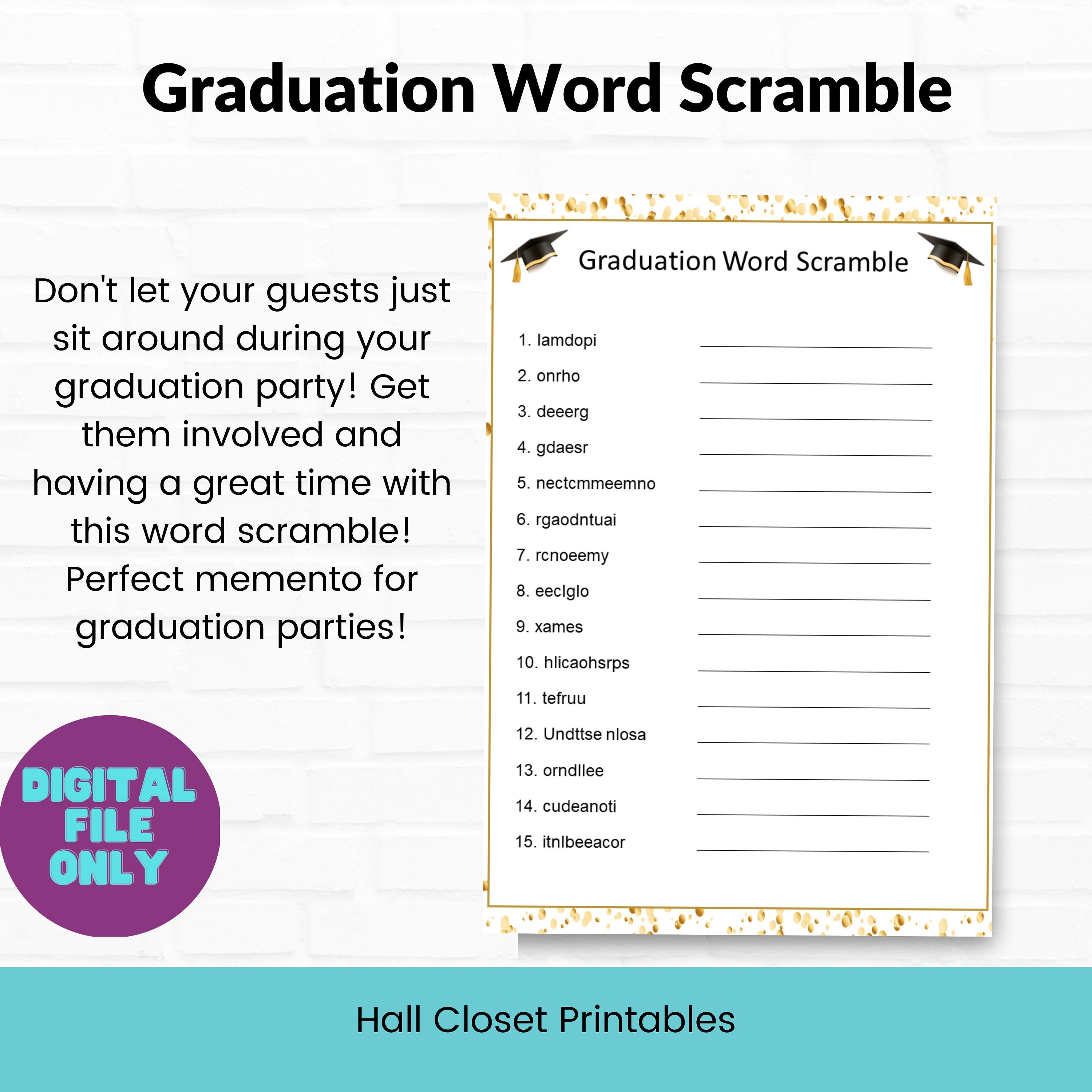 Graduation Party Word Scramble Game | Etsy