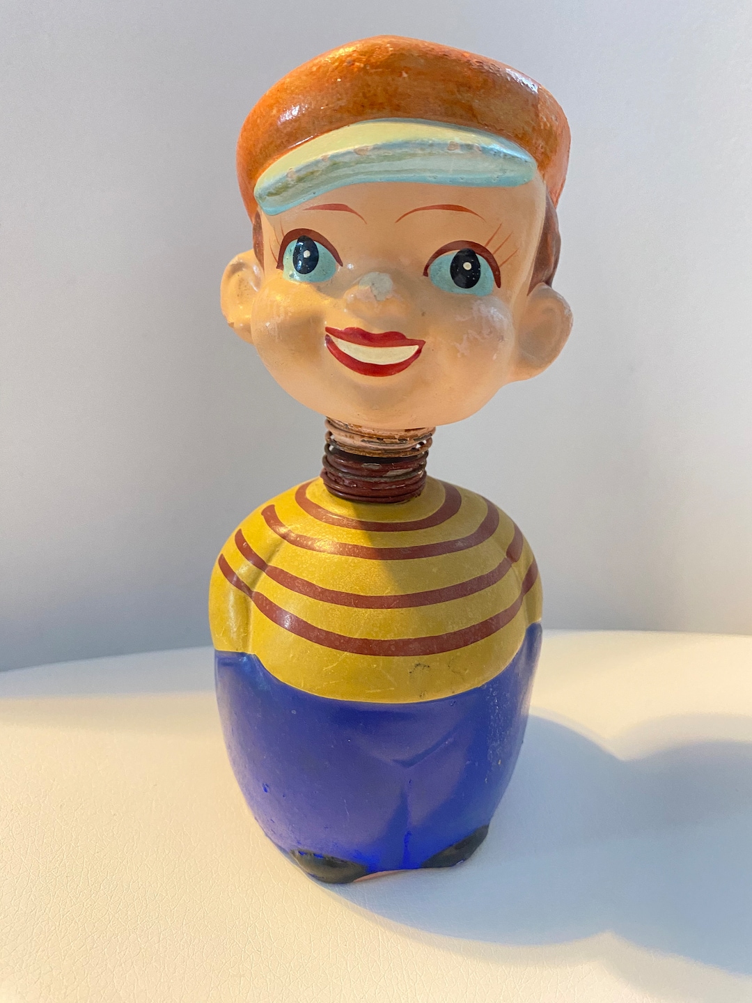 Antique Boy Bobblehead Bank Toy Paper Mache Big Smile Extremely RARE ...