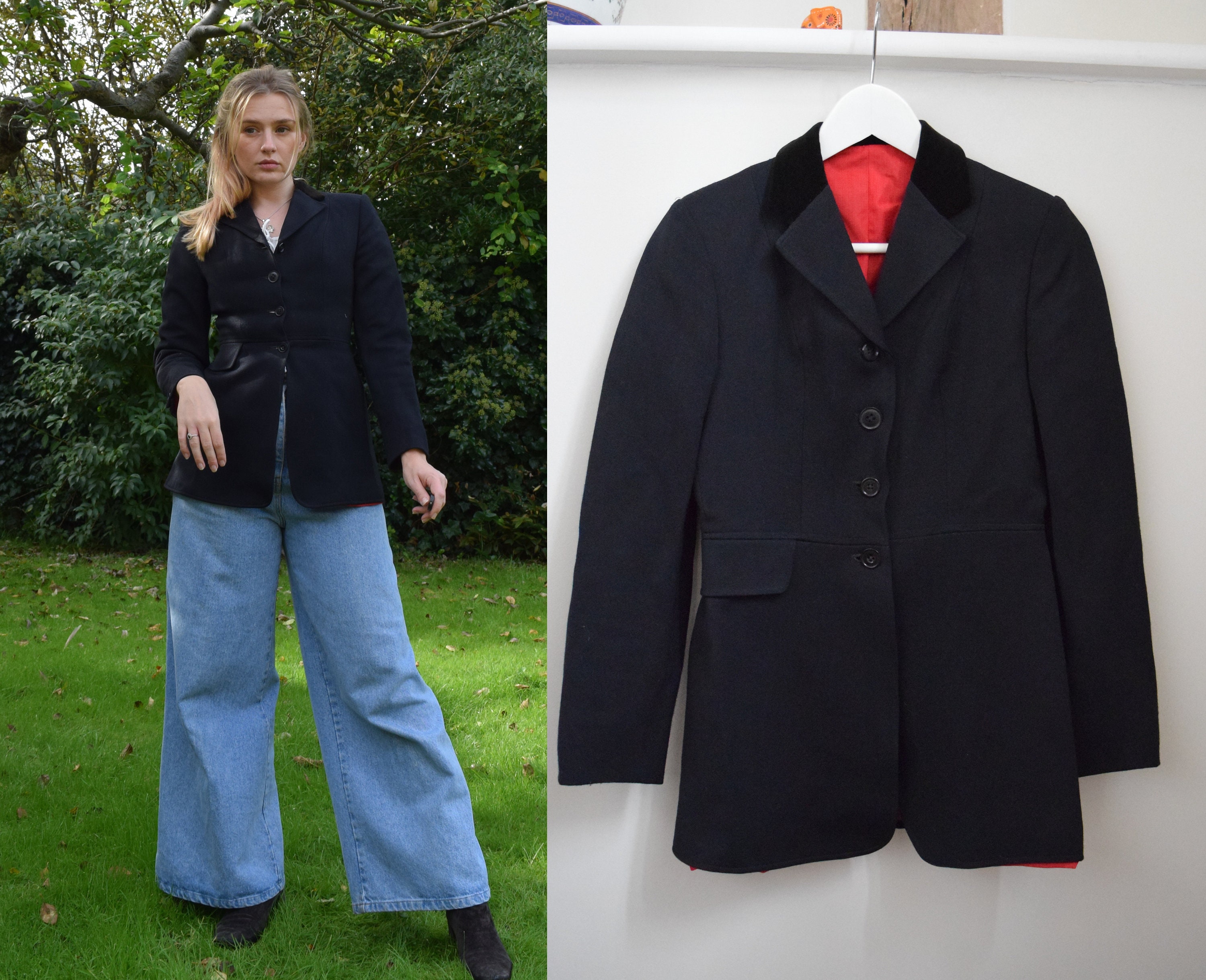 Vintage Riding Jacket, Harry Hall. Extra Small. Handmade. Red Lining ...