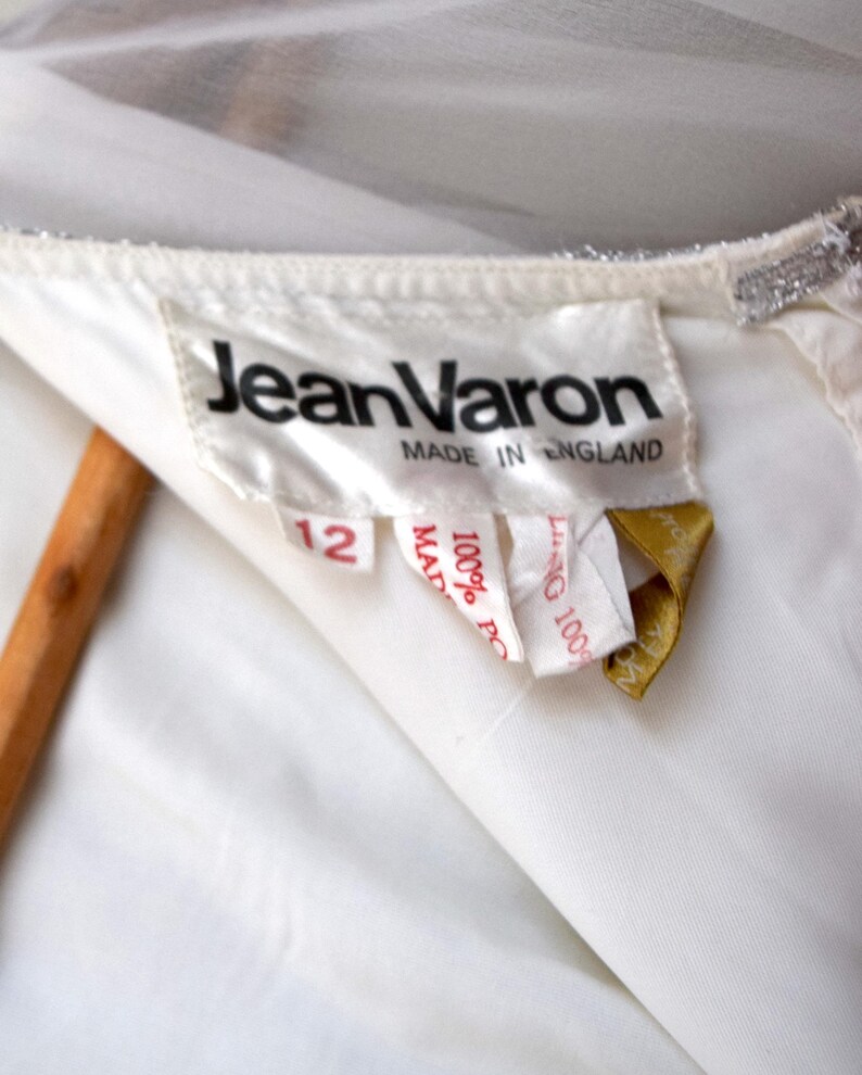 70s Jean Varon White Cape Dress. 27" Waist. Maxi, Silver Embroidery ...