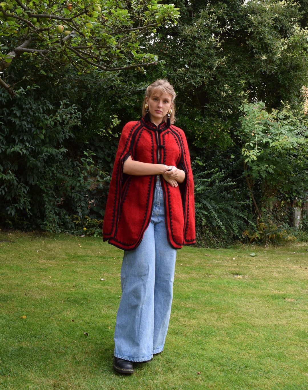 Vintage Red Wool Cloak - Etsy