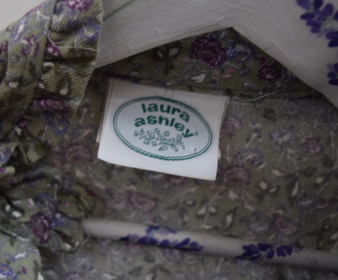 70s Laura Ashley Needle Cord Dress. UK 12 / 30" Waist. High Neck ...