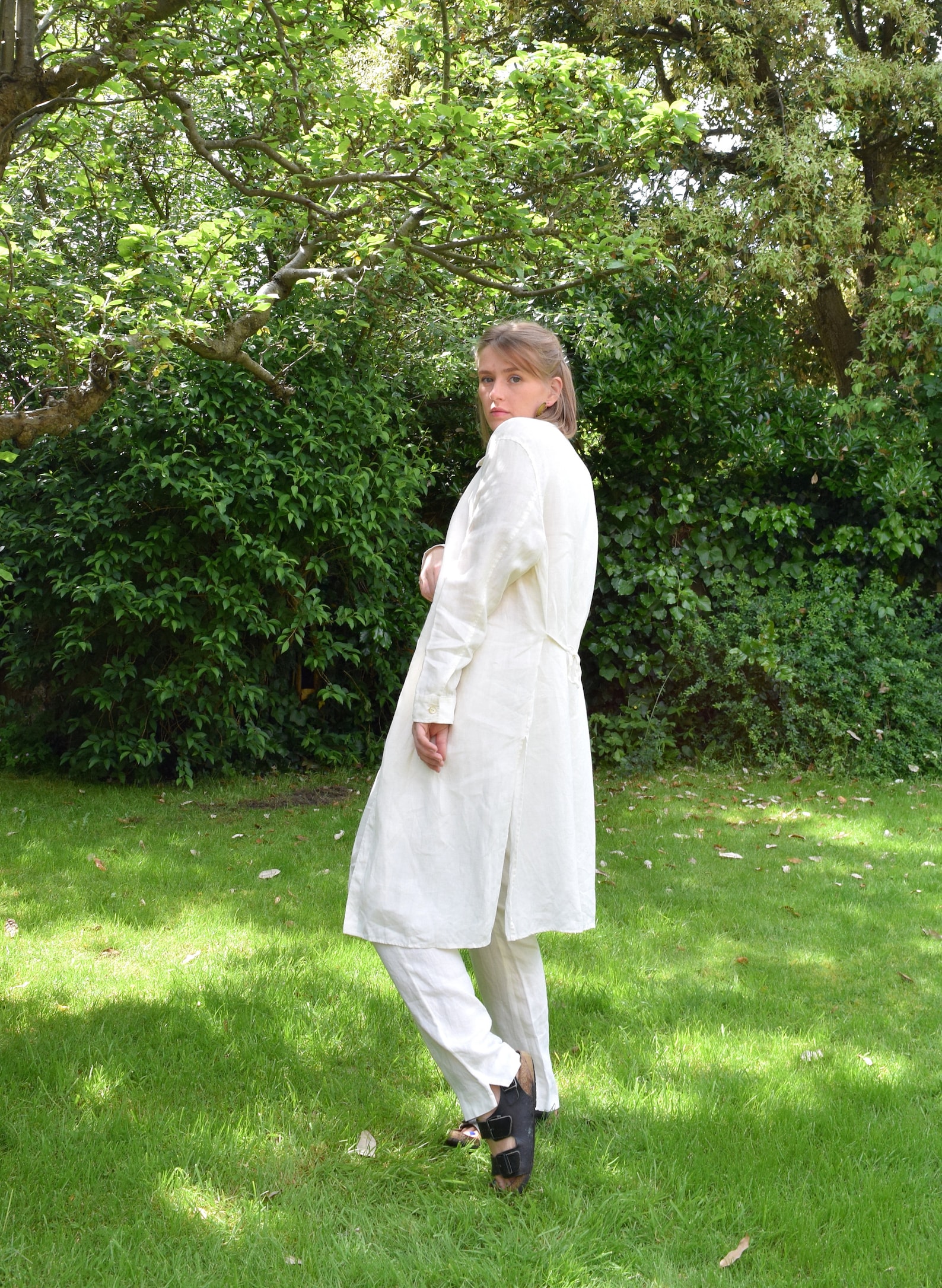 90s White Linen Shirt and Trouser Set. UK 14. Joseph Janard - Etsy