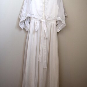 70s Jean Varon White Cape Dress. 27" Waist. Maxi, Silver Embroidery ...