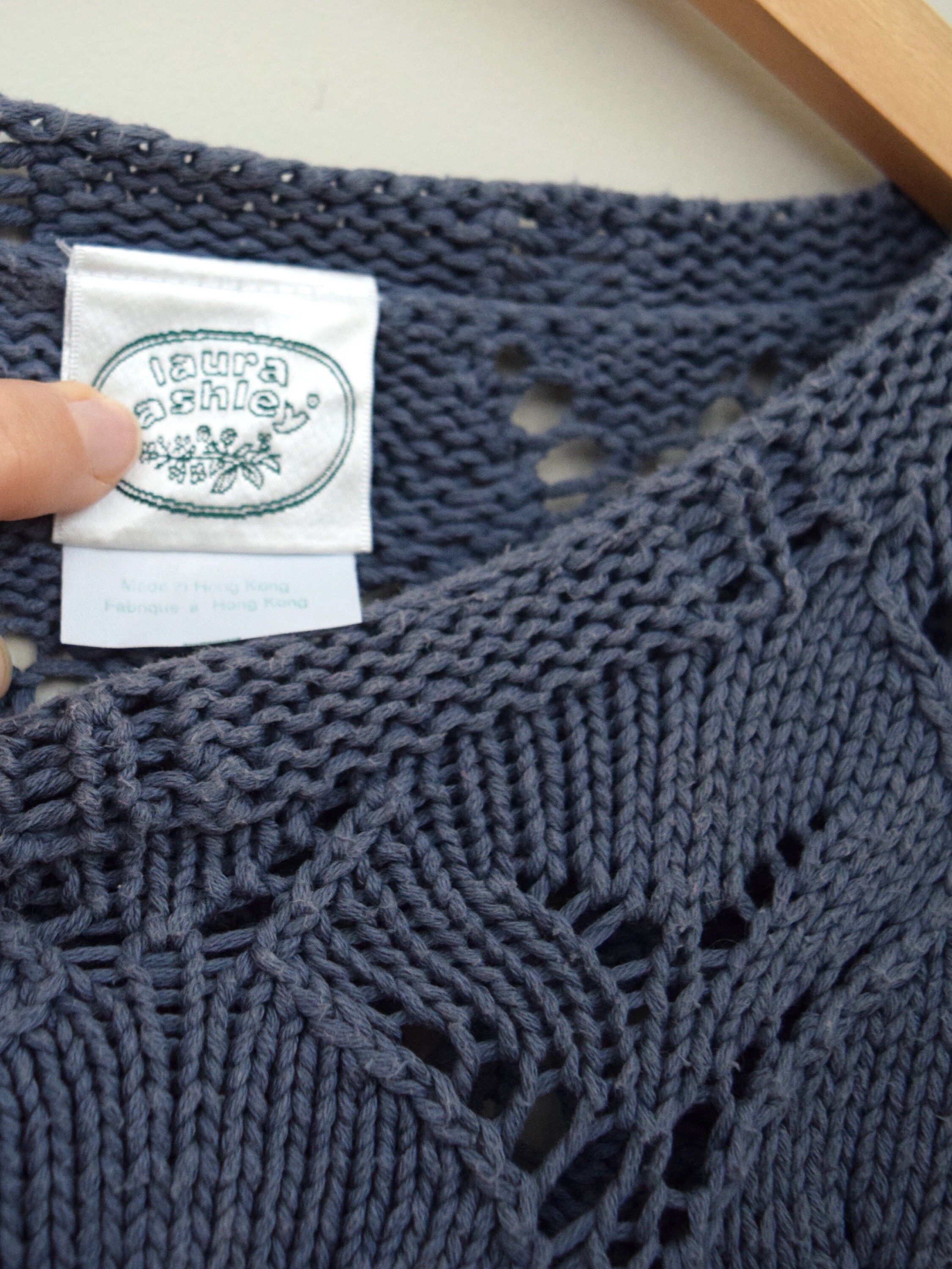 80s Laura Ashley Cotton Diamond Knit Jumper. Medium. Embroidered ...