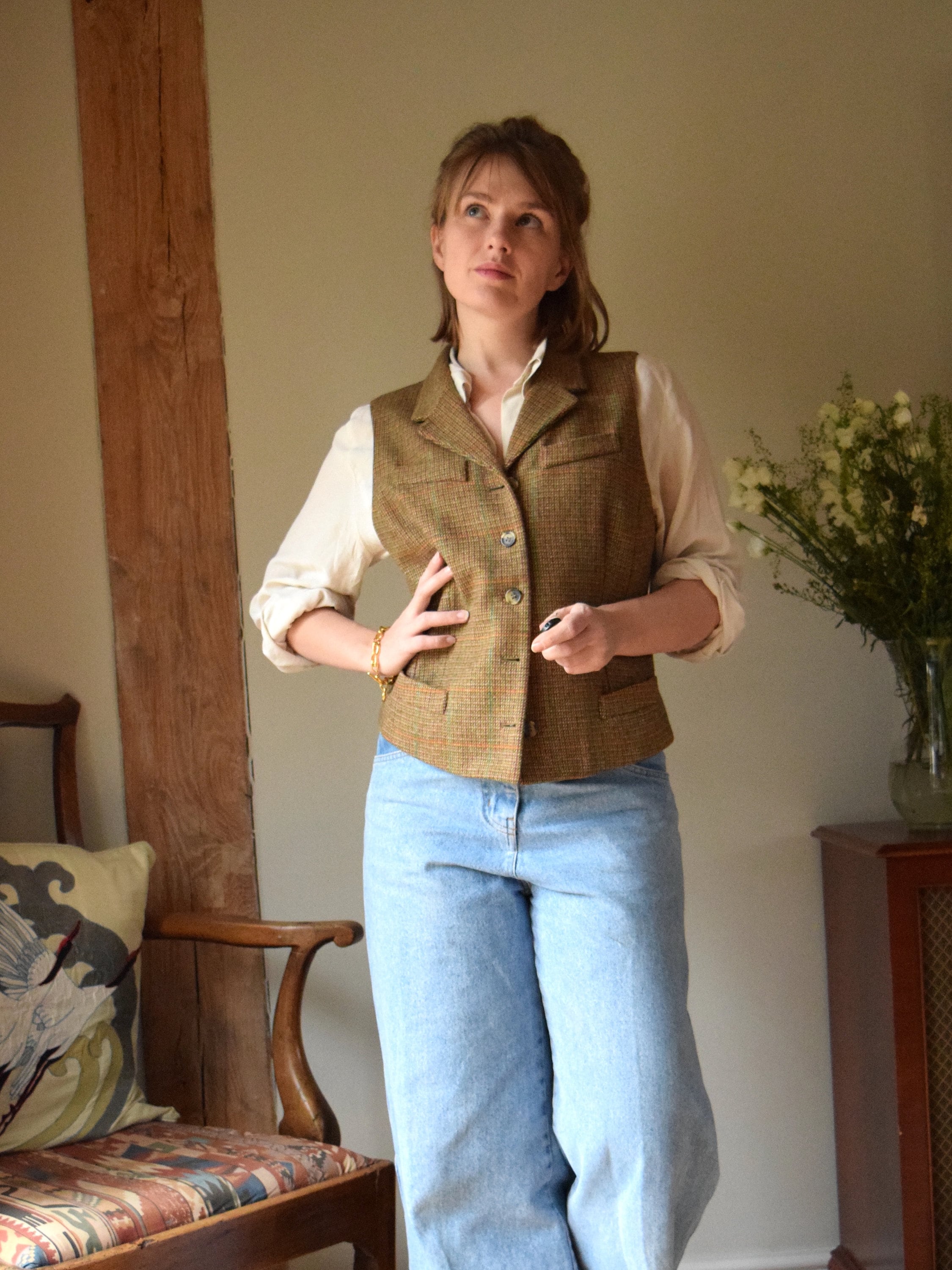80s Laura Ashley Wool Tweed Waistcoat. Size 14. Brown, Vest - Etsy