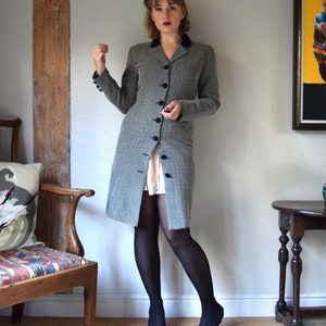 90s Phase Eight by Patsy Seddon Herringbone Coat Dress. UK 10. Wool, Velvet - Etsy Canada