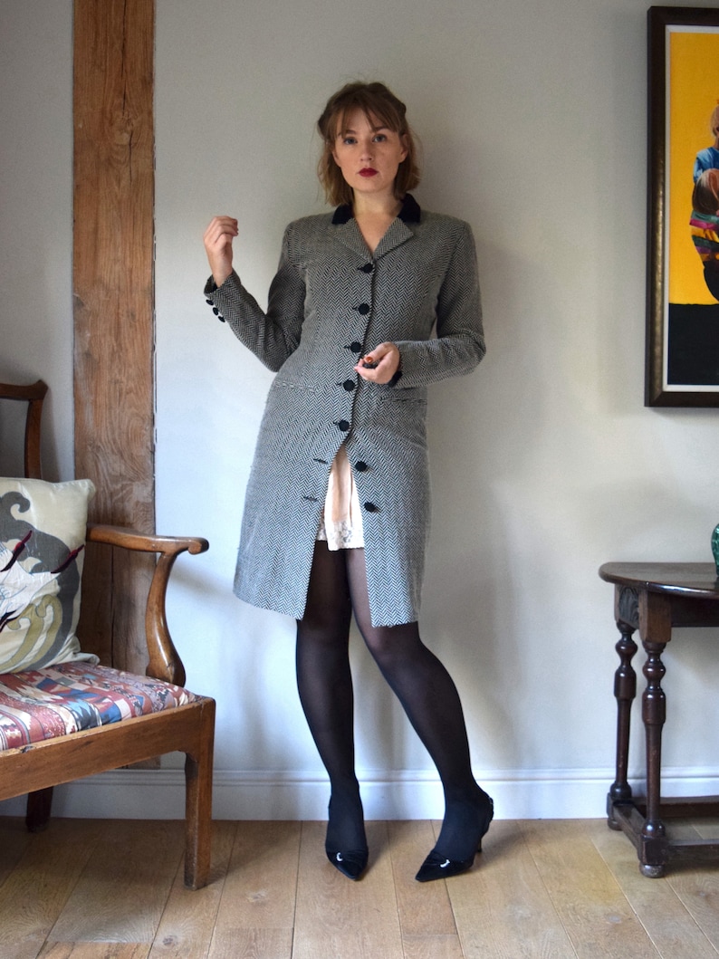 90s Phase Eight by Patsy Seddon Herringbone Coat Dress. UK 10. Wool ...