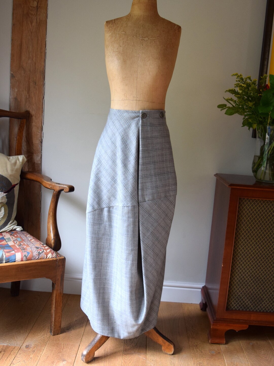 Shirin Guild Wool Hitched Maxi Skirt. Size S / 29" Waist. Grey, Prince ...