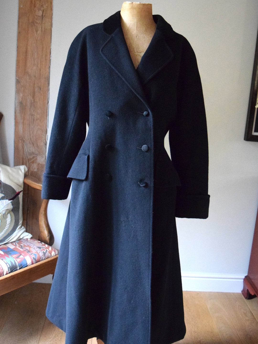80s Laura Ashley Cashmere Mix Riding Coat. AS SEEN. UK 10. Double ...