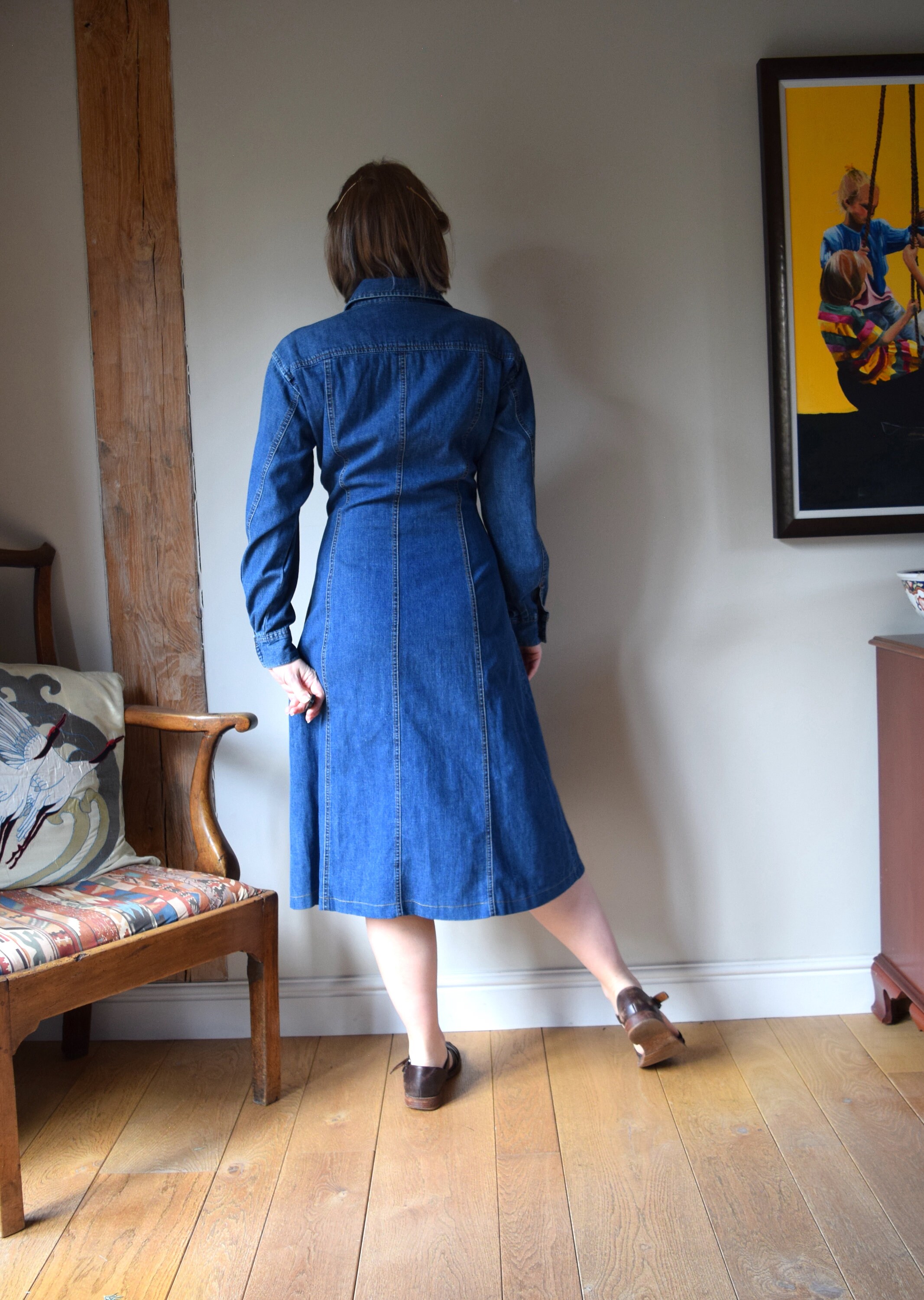90s Laura Ashley Denim Shirt Dress. Size 10. Midi, Button Down - Etsy