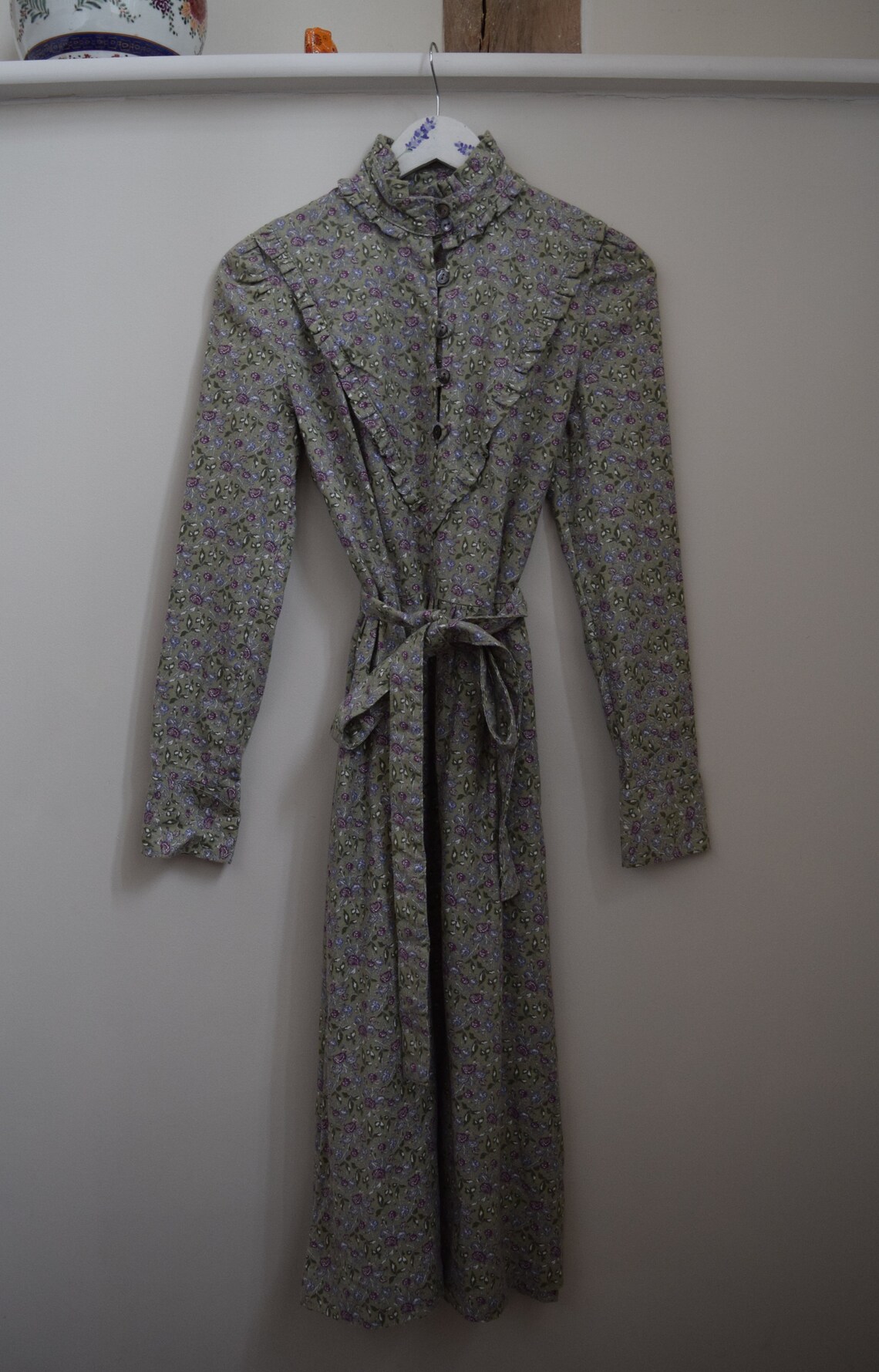 70s Laura Ashley Needle Cord Dress. UK 12 / 30" Waist. High Neck ...