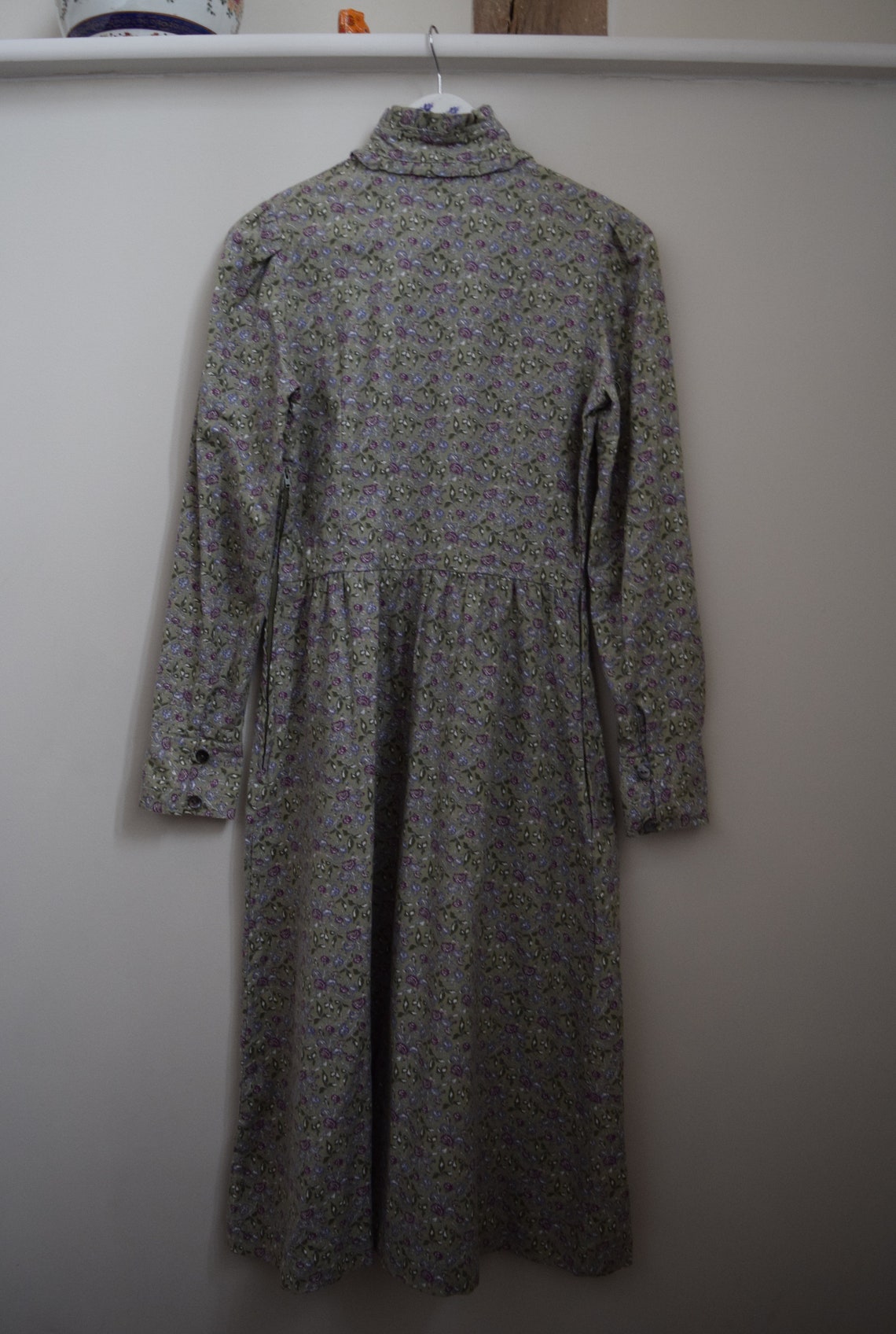 70s Laura Ashley Needle Cord Dress. UK 12 / 30" Waist. High Neck ...