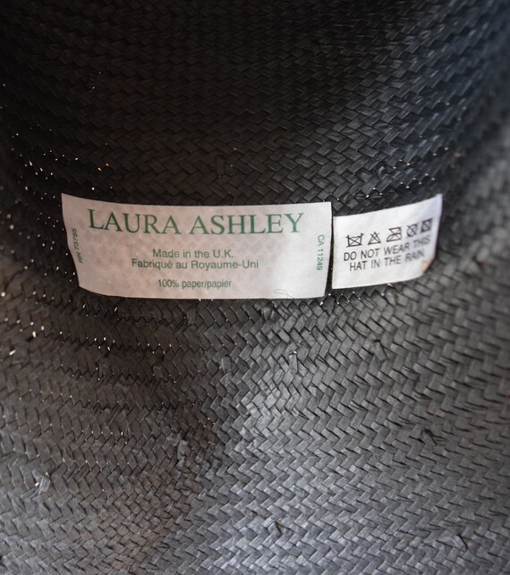 90s Laura Ashley Floppy Straw Sun Hat. Black, Raffia,… - Gem
