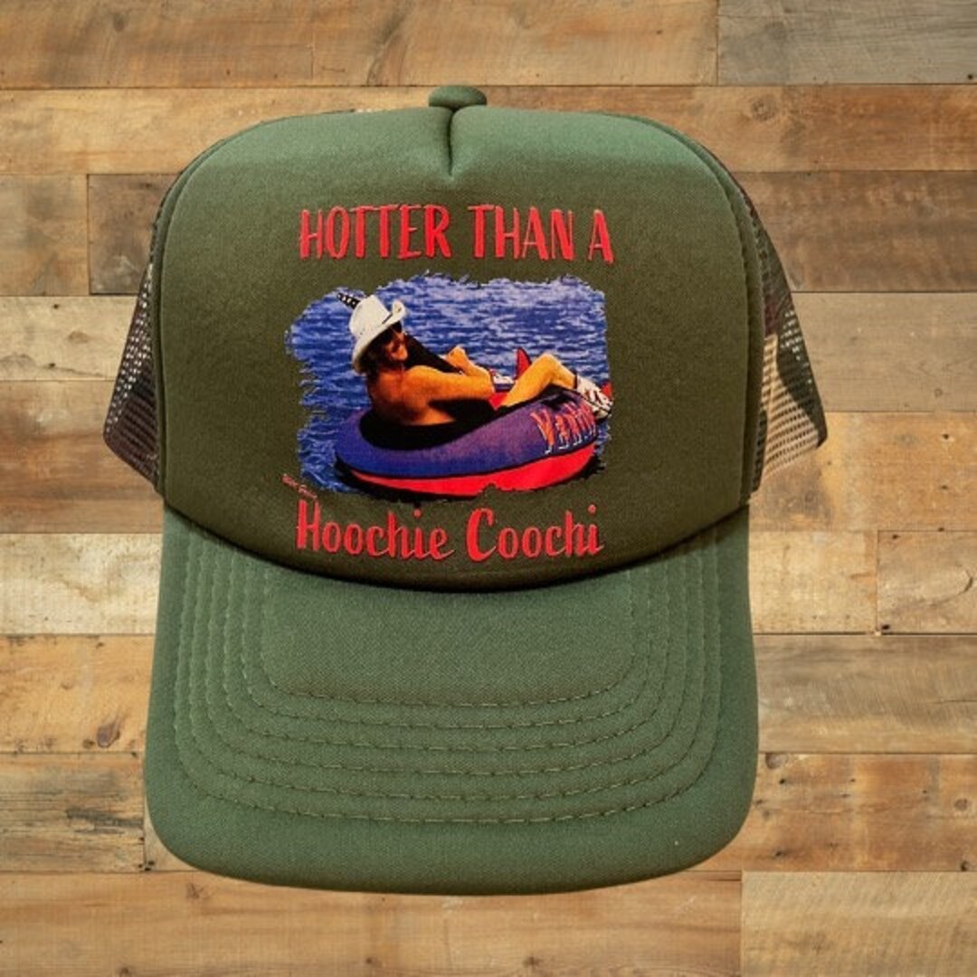 Hotter Than A Hoochie Coochi Adult Green Graphic Adjustable Trucker Hat ...