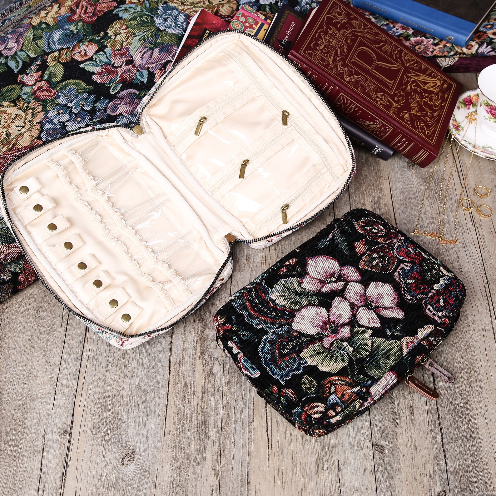 Vintage Large Victorian Carpet Jewelry Case Tapestry Necklaces | Etsy