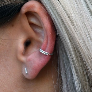 16g Conch Ring Silver Conch Hoop Double Conch Earring Minimal Conch ...