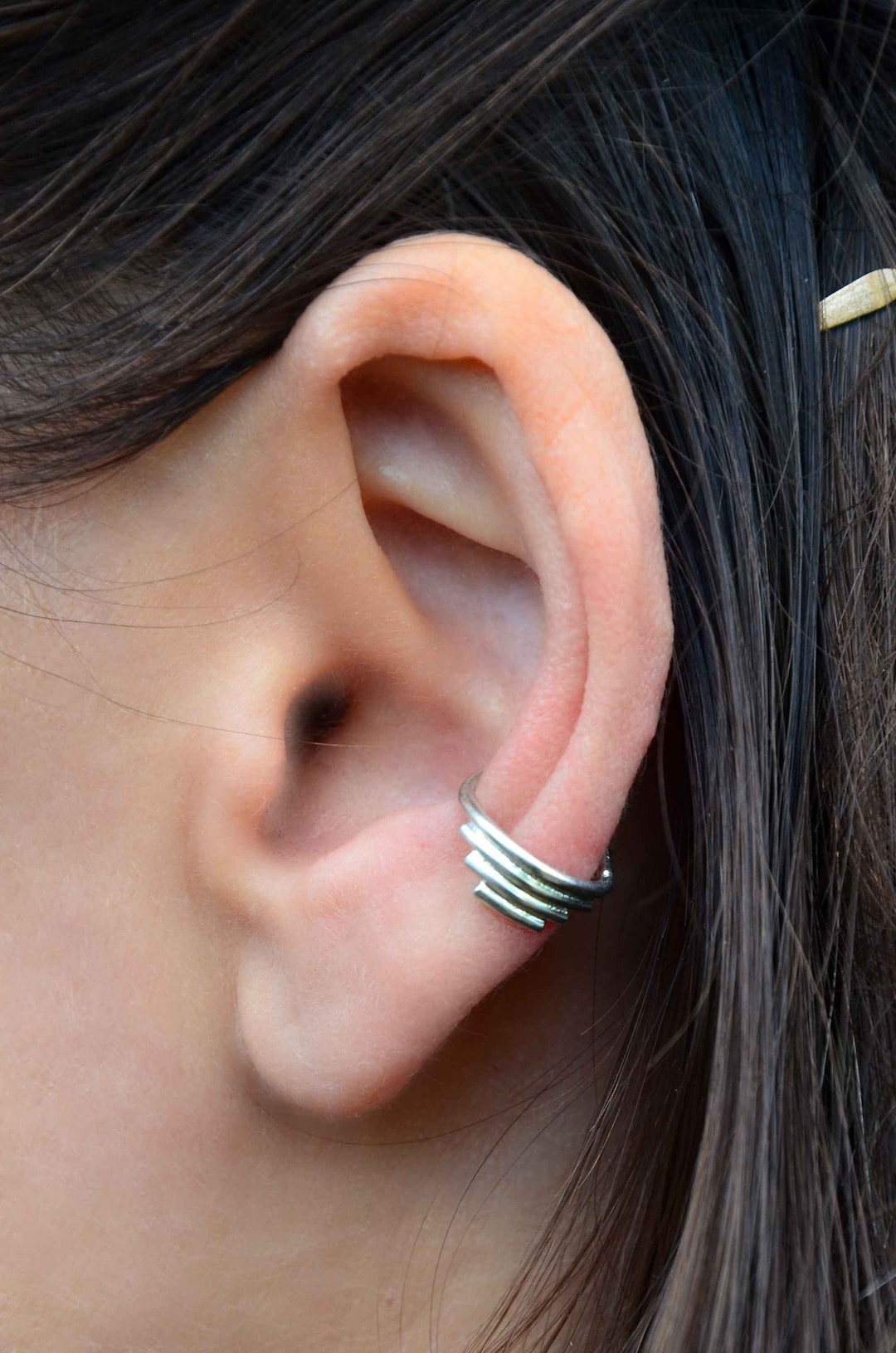 Recycled Sterling Silver Conch Hoop Earring: Art Deco Piercing Jewelry ...