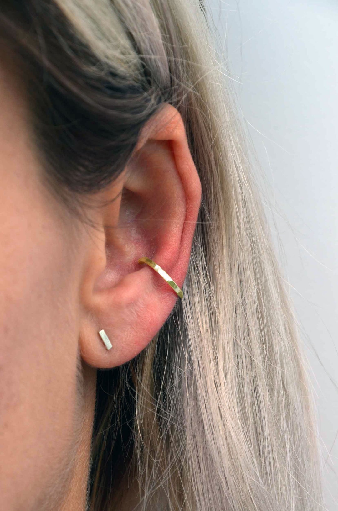 9ct Gold Hammered Conch Ring 9k Recycled Gold Conch Earring Solid 9ct Gold Conch Hoop Hammered ...