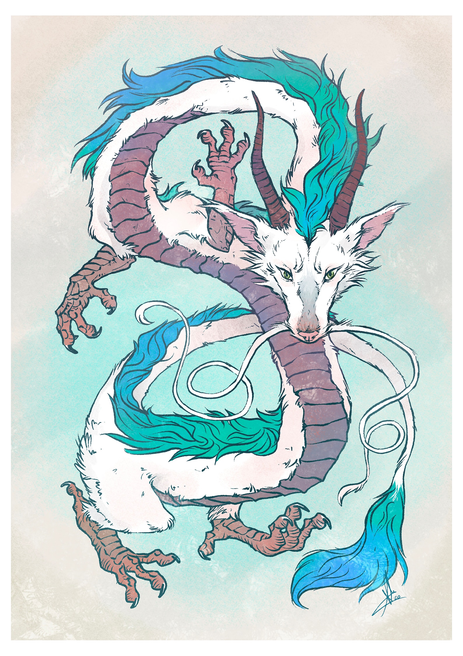 Spirited Away A4 Art Print HAKU the River Spirit Poster Fanart - Etsy