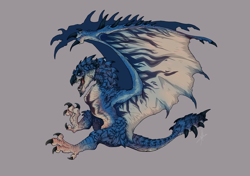 Monster Hunter AZURE RATHALOS Art Print - Etsy