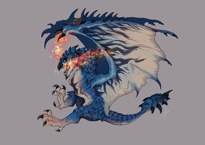 Monster Hunter AZURE RATHALOS Art Print - Etsy
