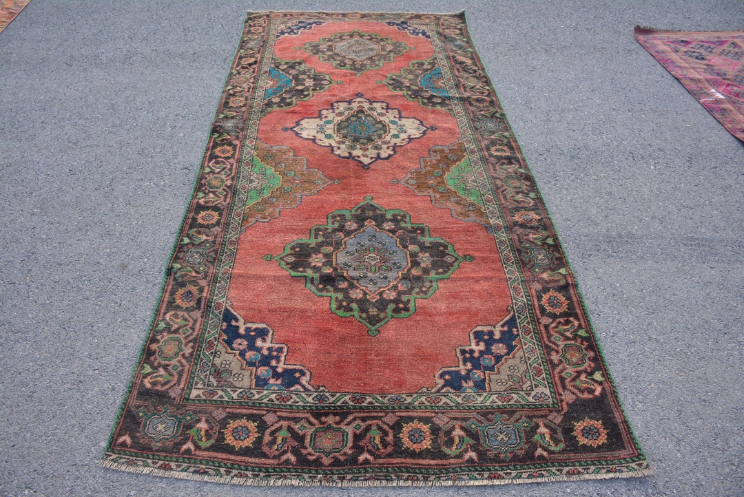 Red Wool Rugs, Rugs for Living Room, Anatolian Rug, 4.5x9.8 Ft Large ...