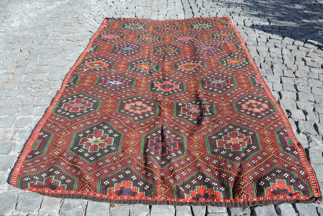 Red Kilim, Tribal Kilim, Vintage Kilim, Vintage Kilim Rugs for Bath ...