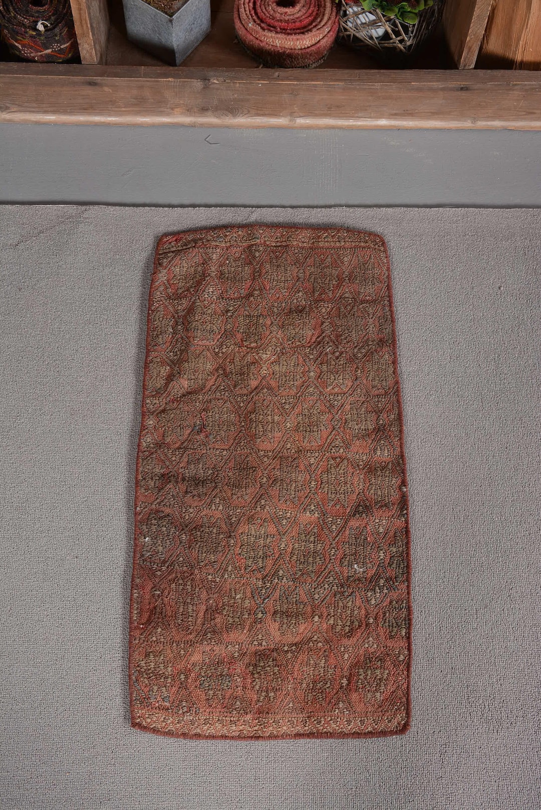 Turkish Rug, 1.2x2.4 Ft Small Rug, Brown Green Kilim Rug - Etsy