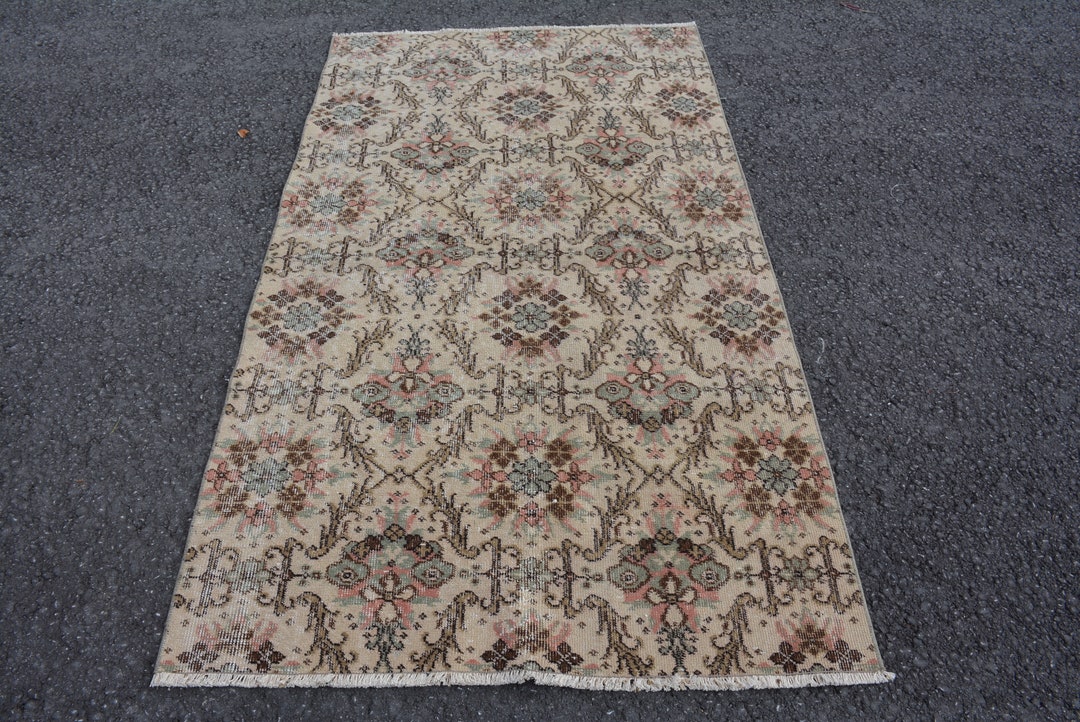 Vintage Rug, Oushak Rug, 3.3x6.3 Ft Accent Rugs, Gift for Him, Beige ...