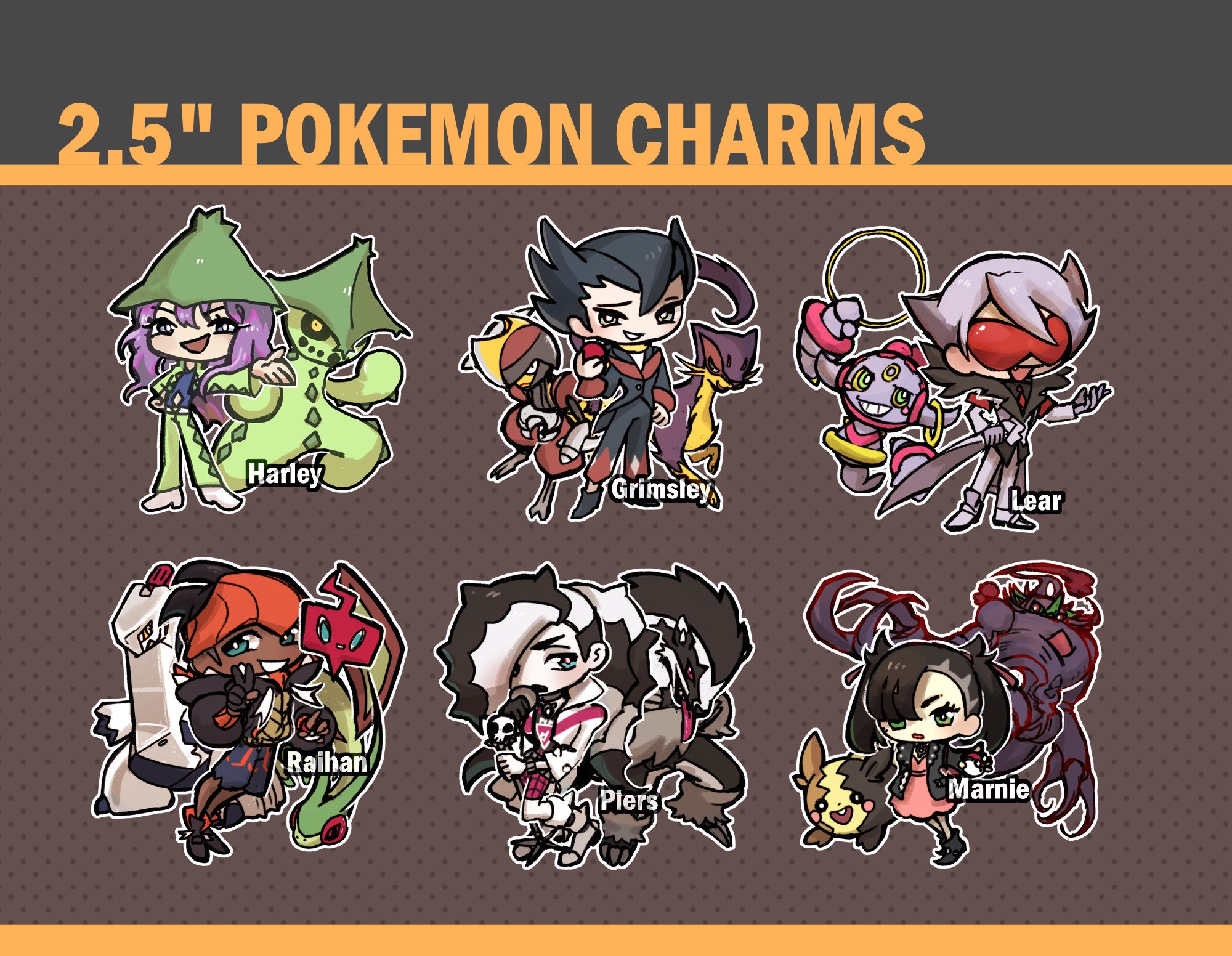2.5" Pokemon Charms - Harley Grimsley Lear Raihan Piers Marnie - Etsy