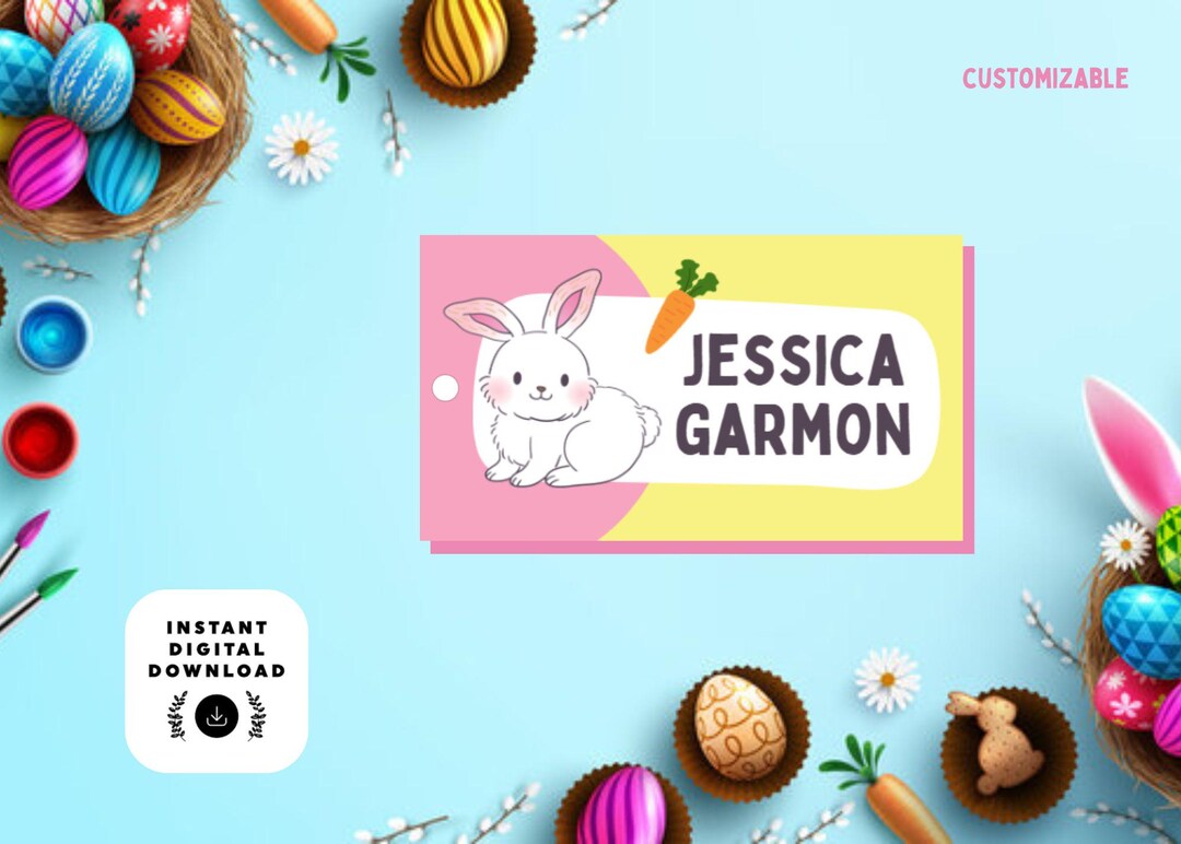 Easter Name Tag, Customizable Easter Basket Name Tag, Girls Easter ...