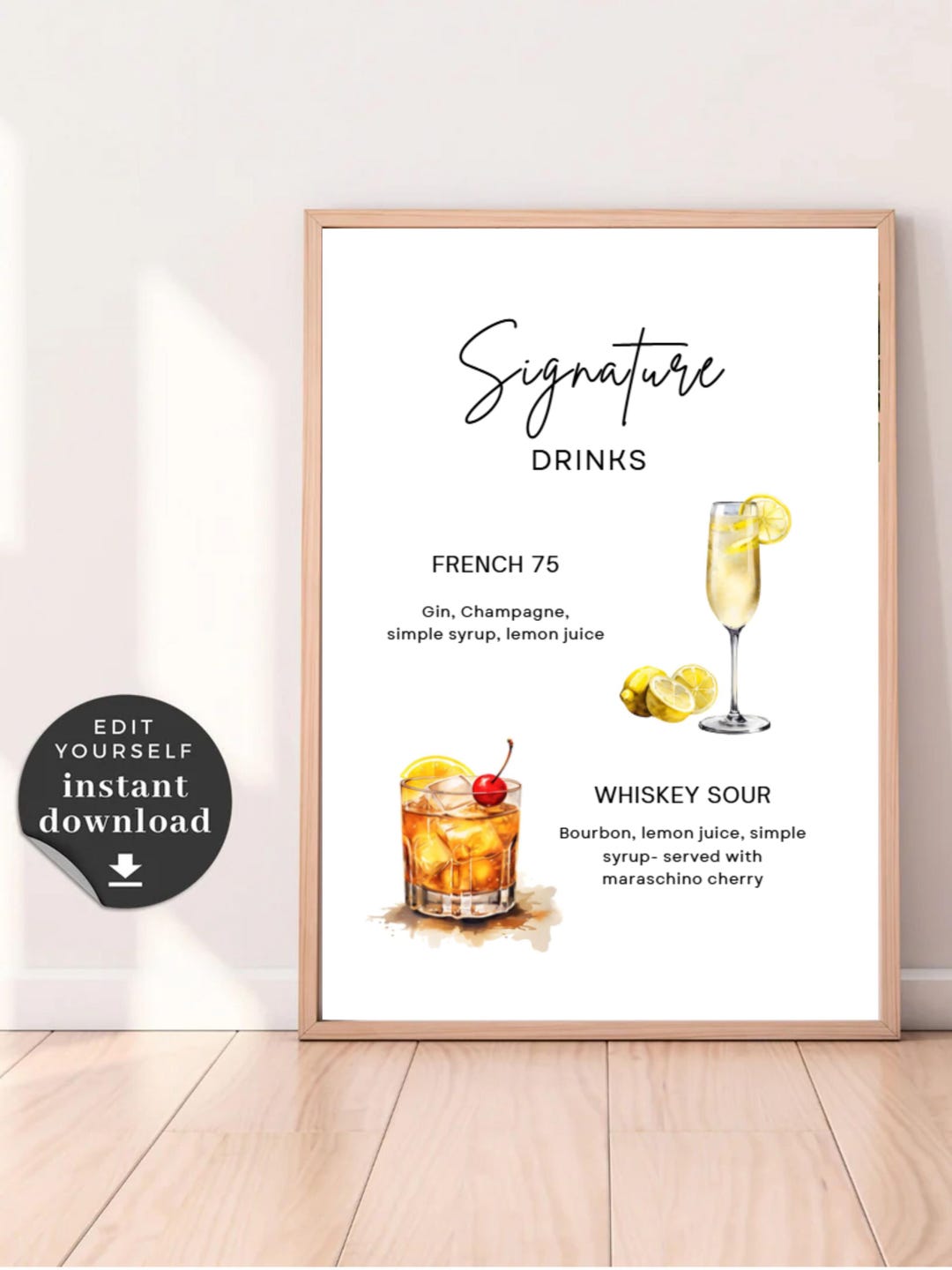 Wedding Signature Drink Digital Download, Fully Customizable, Whiskey ...