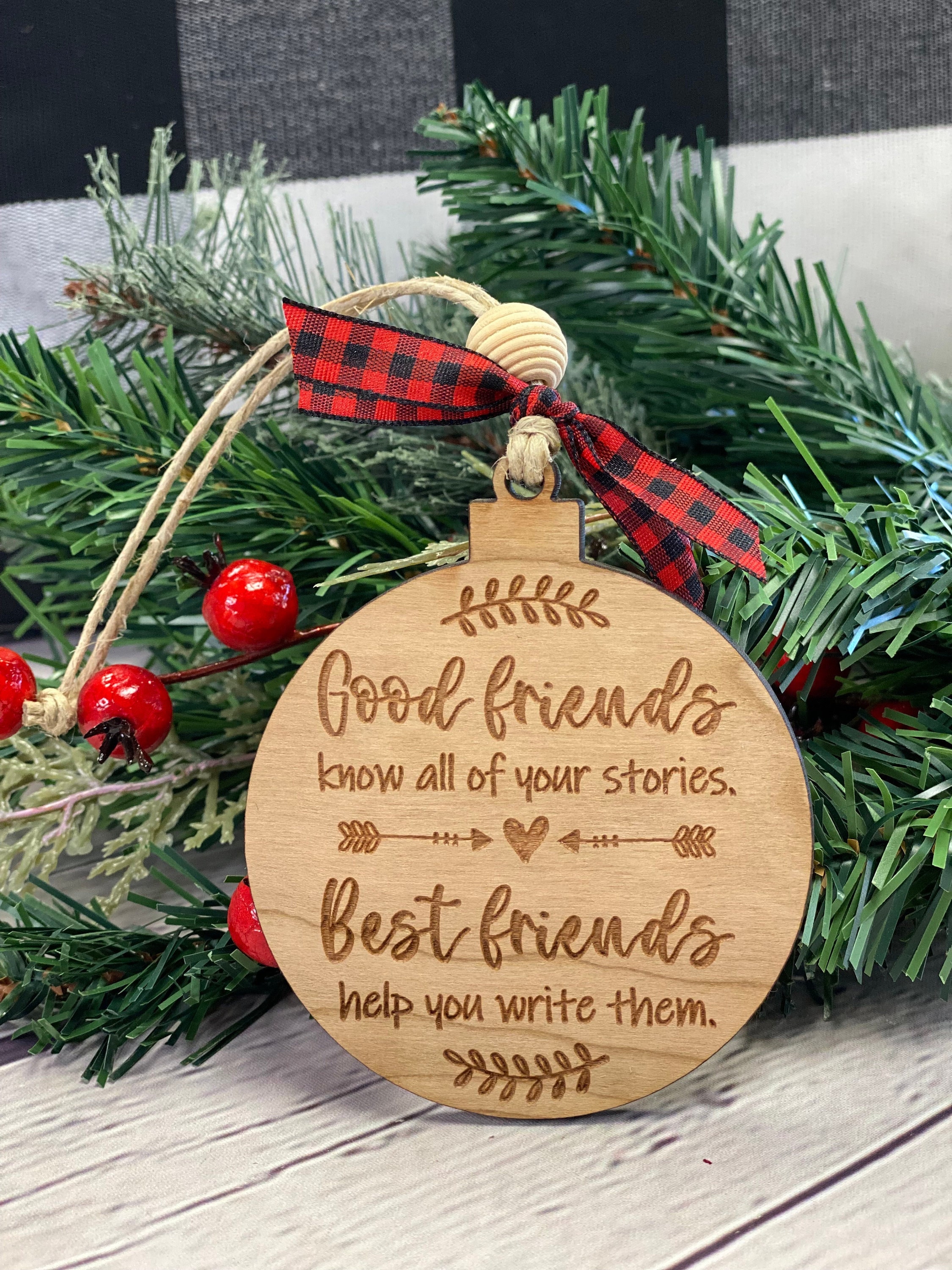 Best Friends Christmas Ornament, Engraved Wooden Ornament, Christmas ...