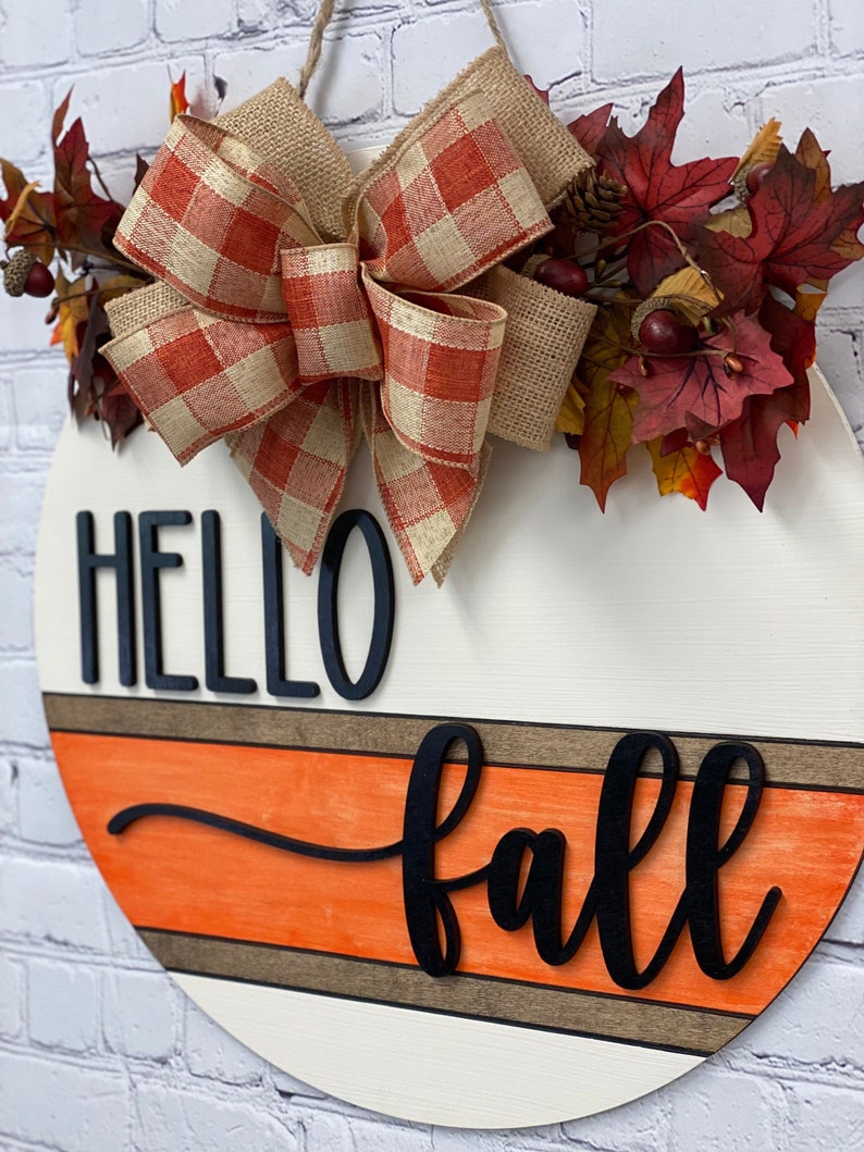 Hello Fall Door Hanger Fall Door Hanger Door Wreath | Etsy