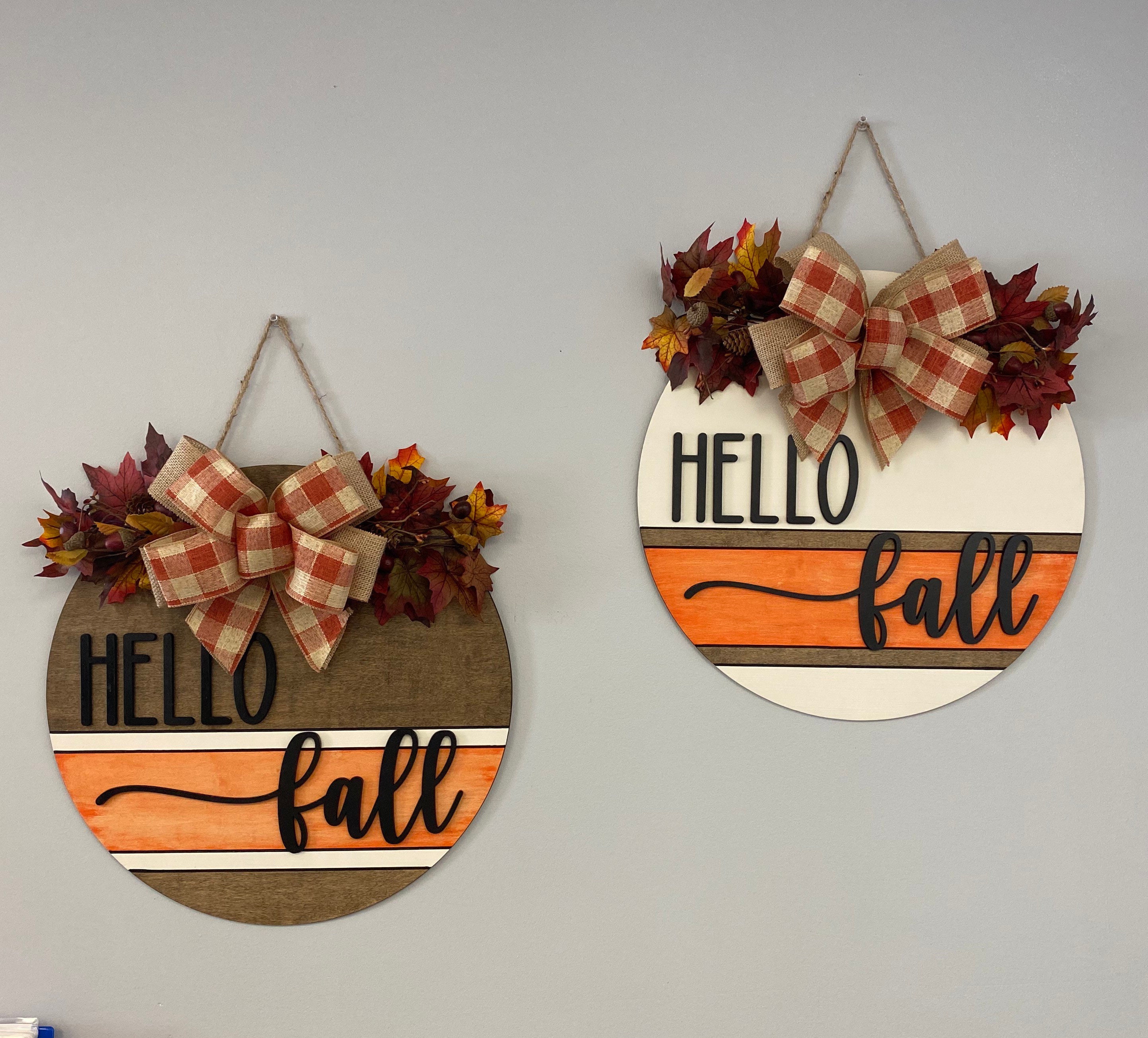 Hello Fall Door Hanger Fall Door Hanger Door Wreath | Etsy