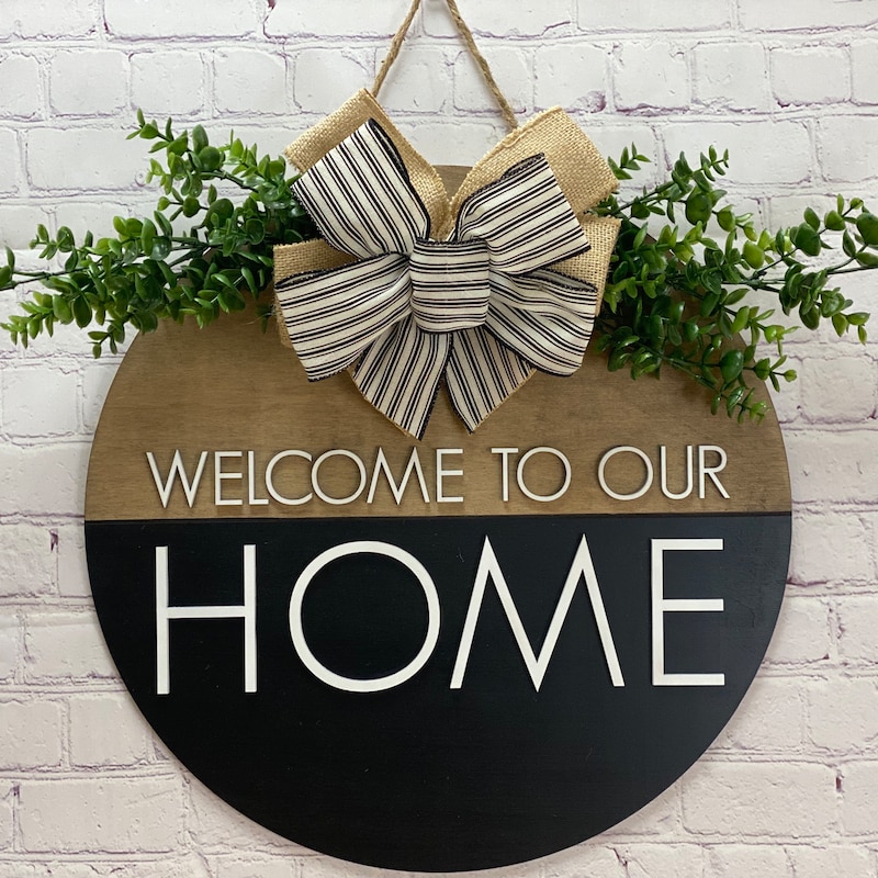 Round Wood Welcome Sign - Etsy