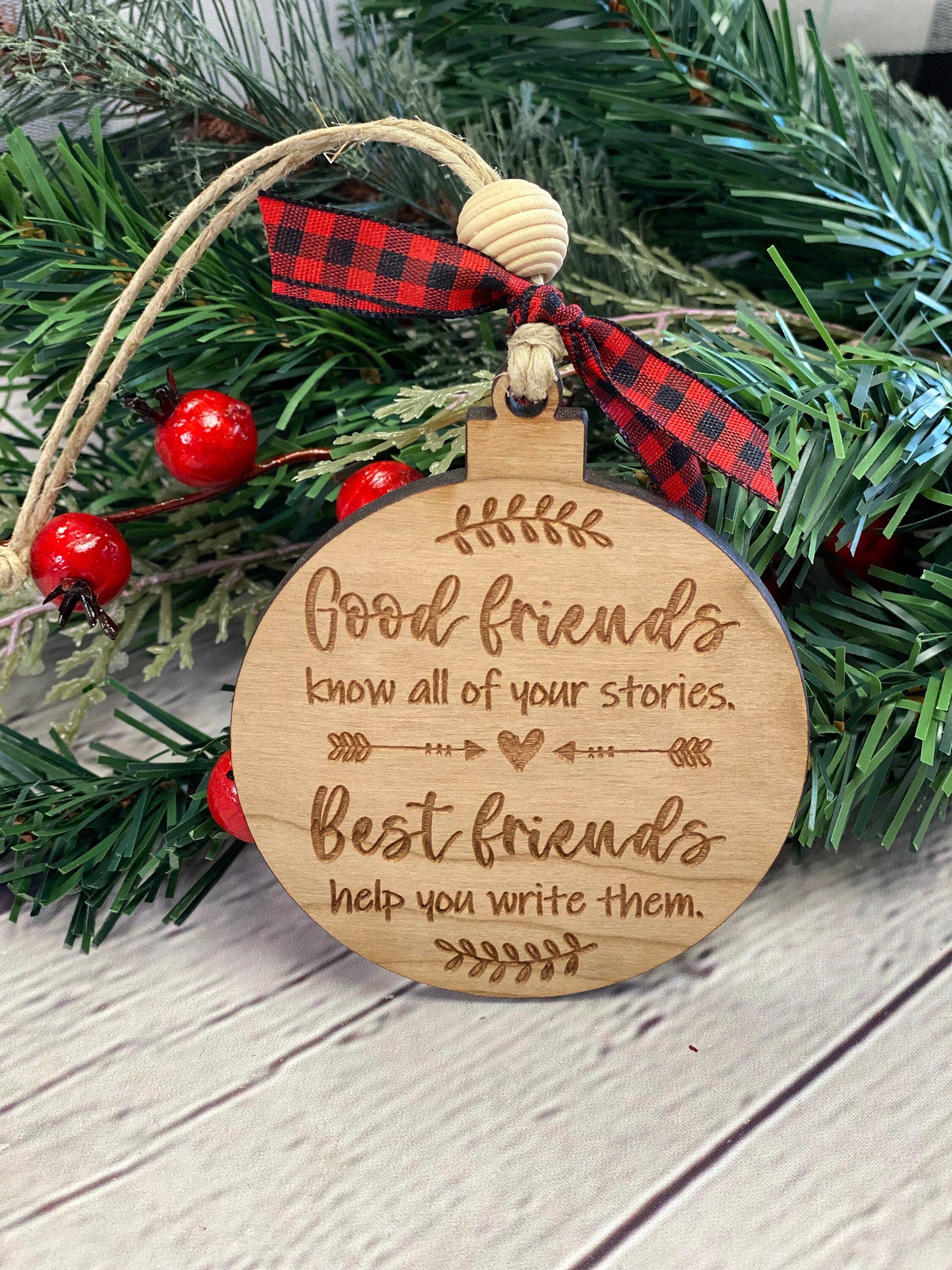 Best Friends Christmas Ornament, Engraved Wooden Ornament, Christmas ...