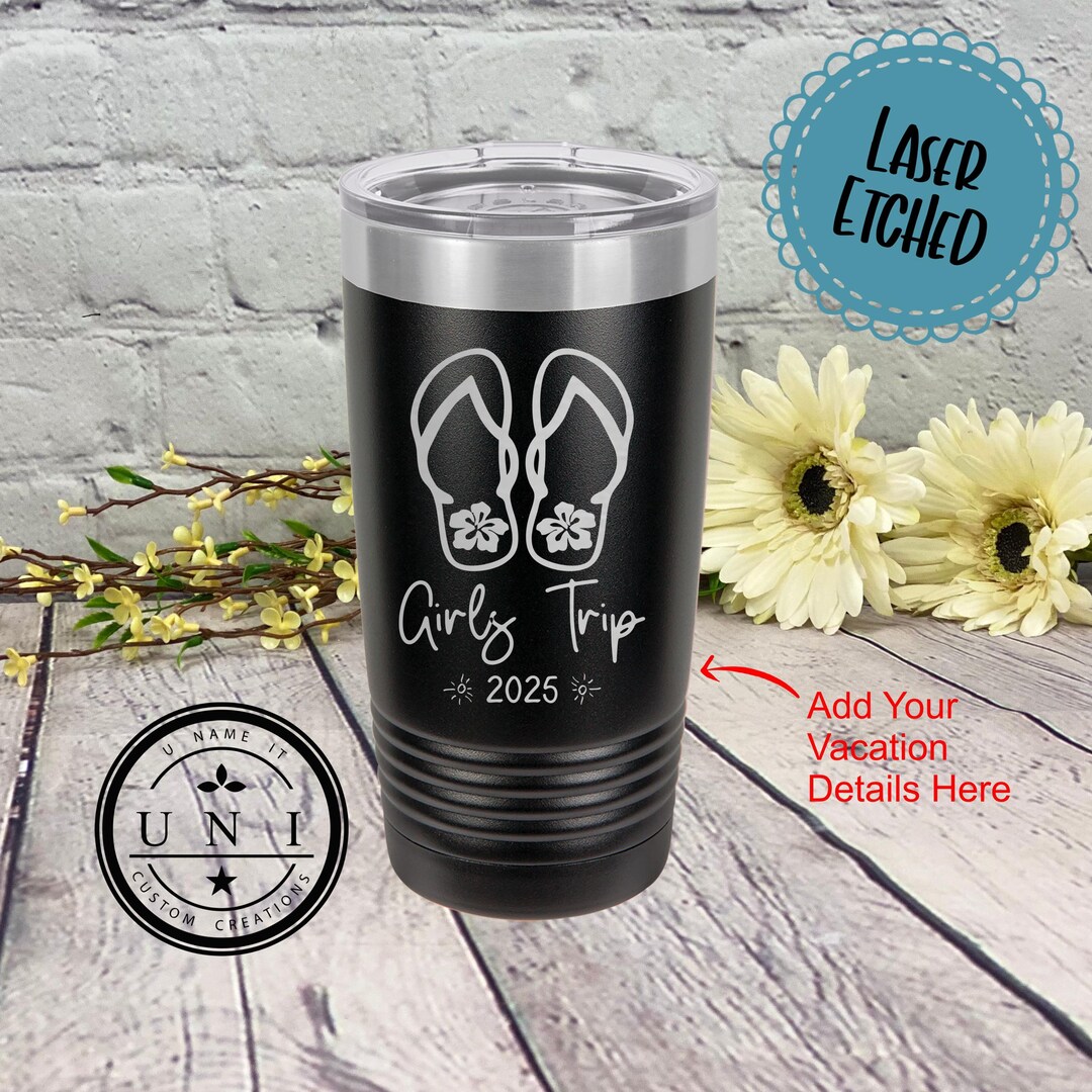 Personalized Girls Trip Flip Flop Tumbler: Custom Vacation Cups - Etsy